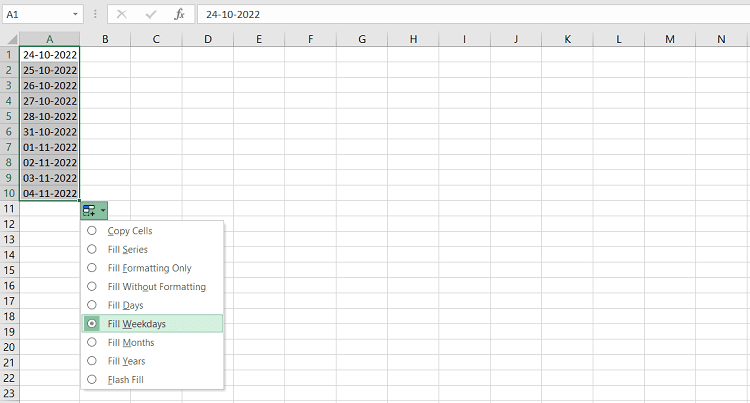 How To Autofill Dates In Excel By Weekdays Or Weekends 